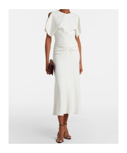 Victoria Beckham Bela Gathered Cady Midi Dress - White