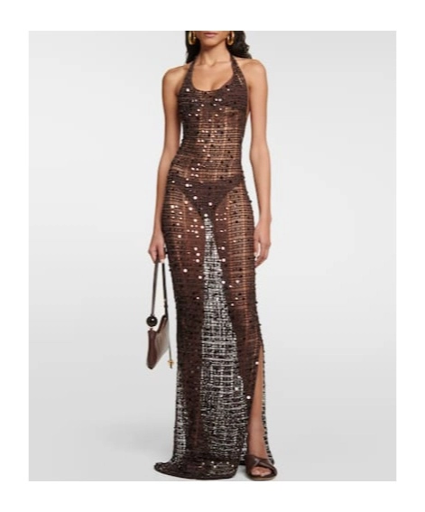 AYA MUSE Cutout Sequin Maxi Dress