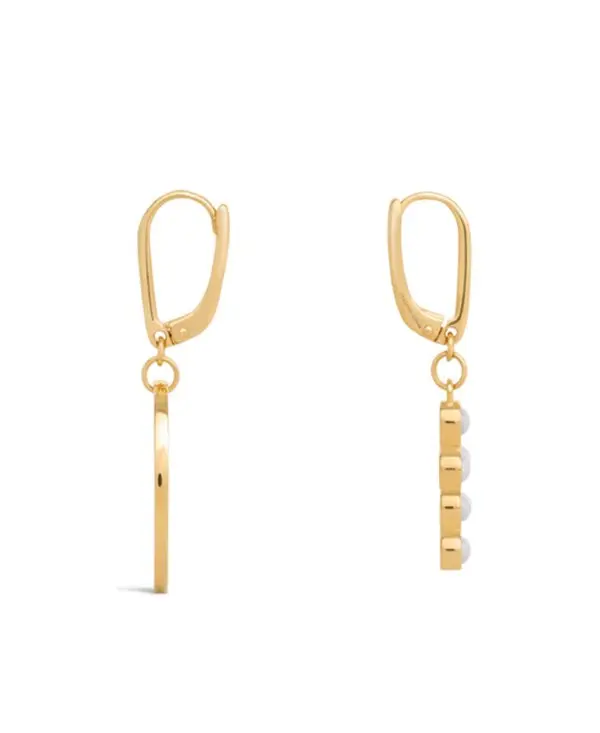 Celine Triomphe Folk Earrings In Brass With Gold Finish And Resin Pearl