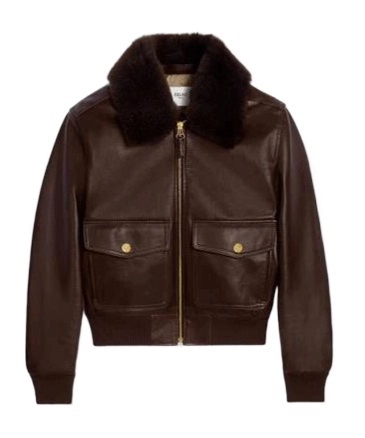 Celine Aviator Blouson Jacket In Calfskin With Fur Collar