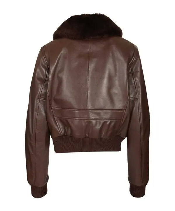 Celine Aviator Blouson Jacket In Calfskin With Fur Collar