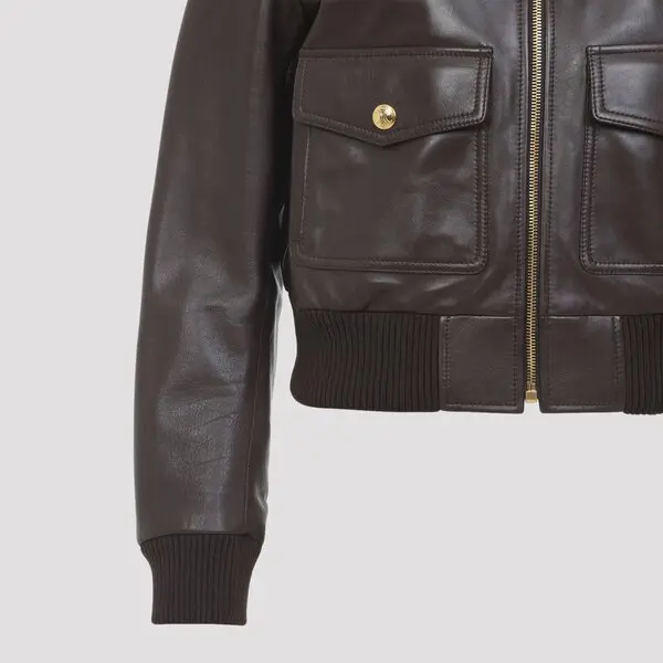 Celine Aviator Blouson Jacket In Calfskin With Fur Collar