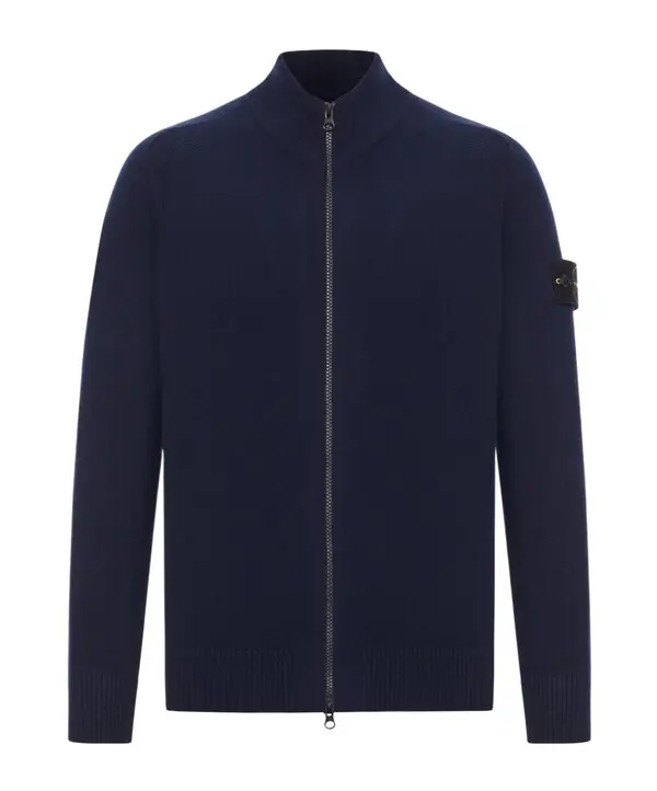 Stone Island Zipper Cardigan - Blue