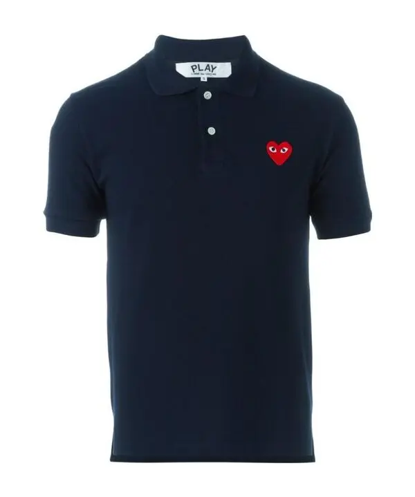 Play Comme Des Garcon Heart Patch Polo Shirt - Black