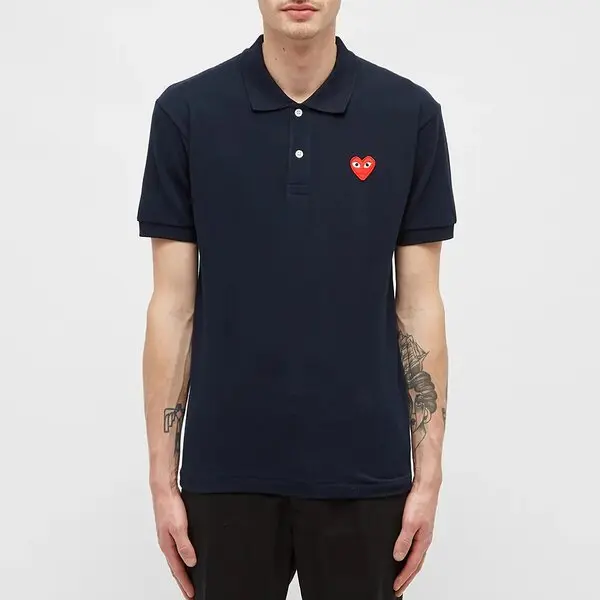 Play Comme Des Garcon Heart Patch Polo Shirt