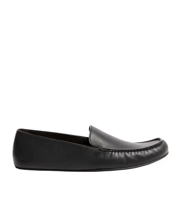 THE ROW Leo Loafers In Leather - Black
