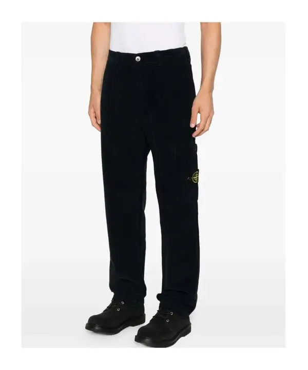 Stone Island Logo Patch Corduroy Pants
