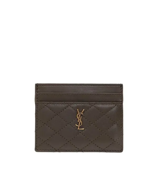 Saint Laurent Logo Plaque Quilted Cardholder