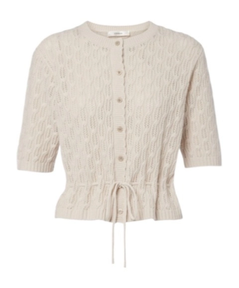 FRAME Short-sleeved Knitwear With Button Closure And Tie Detail - Nude