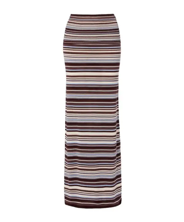 AYA MUSE Knit Striped Midi Skirt