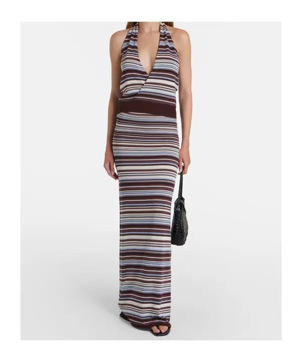 AYA MUSE Knit Striped Midi Skirt