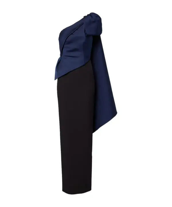 Roland Mouret Bow-detail Draped Taffeta Gown - Black