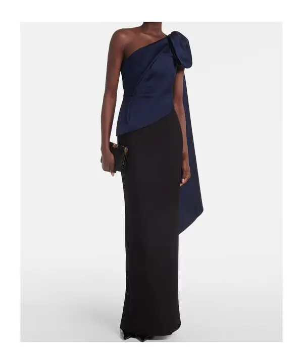 Roland Mouret Bow Detail Draped Taffeta Gown