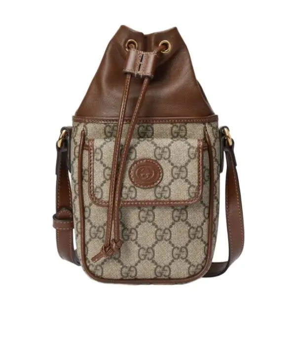 Gucci Small Gg Supreme Canvas Bucket Bag - Green