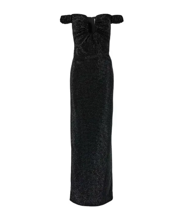 Roland Mouret Crystal-embellished Off-shoulder Gown