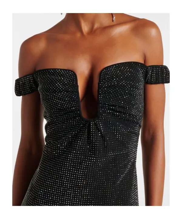 Roland Mouret Crystal-embellished Off-shoulder Gown