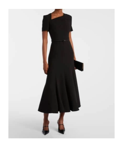 Roland Mouret Belted Crêpe Midi Dress