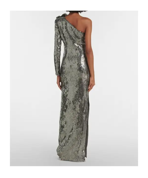 Roland Mouret Floral-appliqué Sequined Gown