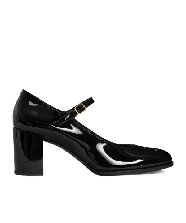 Celine Lily Perforated Triomphe Babies In Patent Calfskin - Black