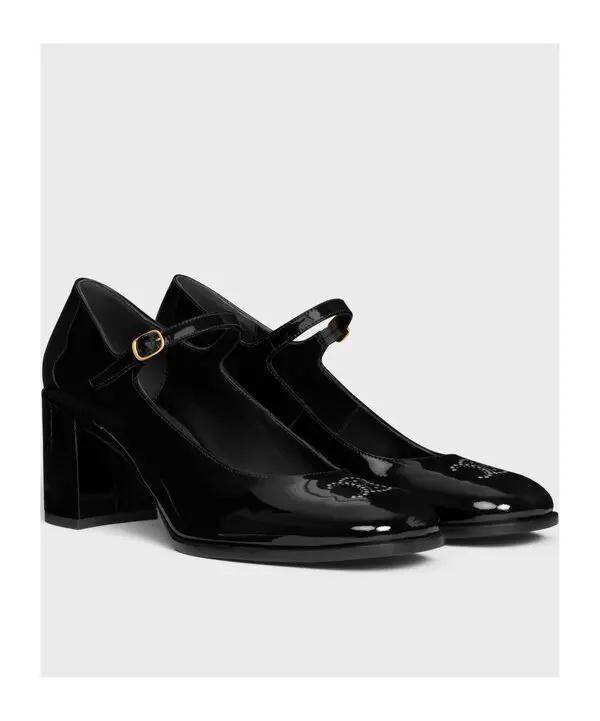 Celine Lily Perforated Triomphe Babies In Patent Calfskin