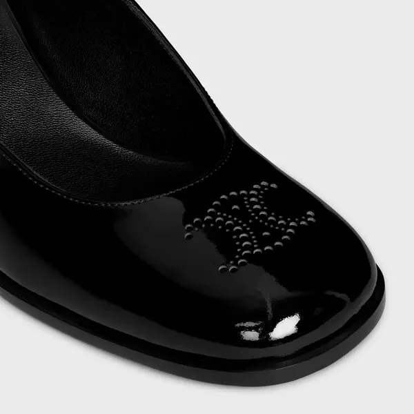 Celine Lily Perforated Triomphe Babies In Patent Calfskin