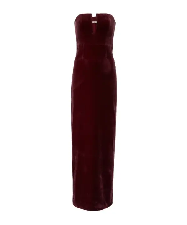 Roland Mouret Embellished Velvet Bustier Gown - Maroon