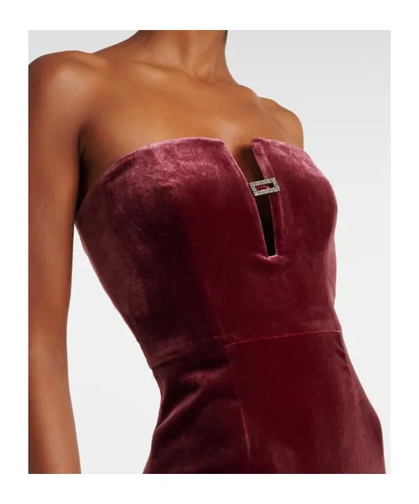 Roland Mouret Embellished Velvet Bustier Gown