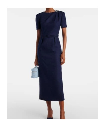 Roland Mouret Belted Boucle Midi Dress
