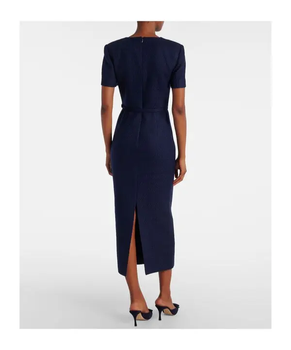 Roland Mouret Belted Boucle Midi Dress