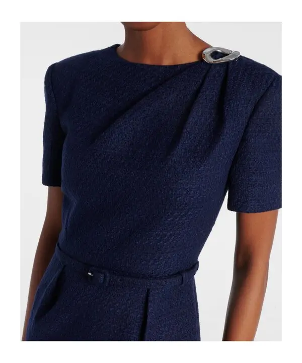 Roland Mouret Belted Boucle Midi Dress