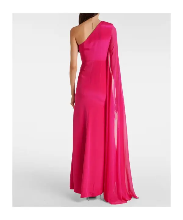 Roland Mouret Asymmetrical One-shoulder Silk Chiffon Gown With Slit