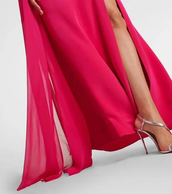 Roland Mouret Asymmetrical One-shoulder Silk Chiffon Gown With Slit