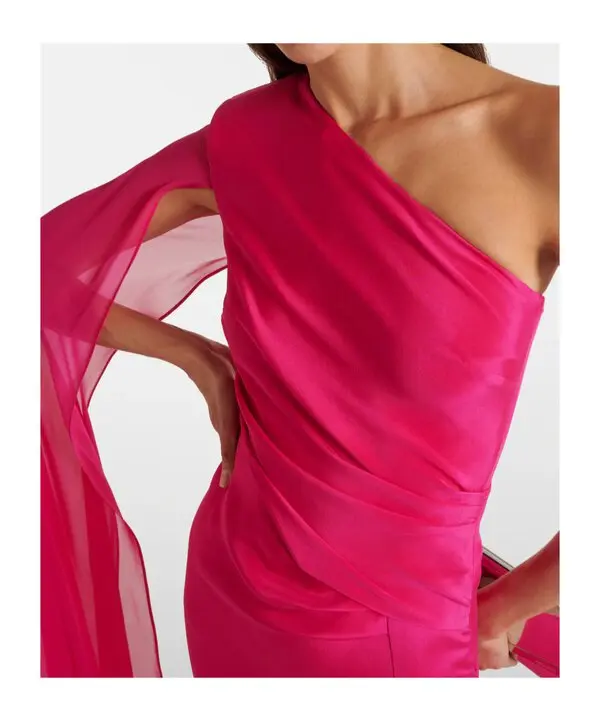 Roland Mouret Asymmetrical One-shoulder Silk Chiffon Gown With Slit