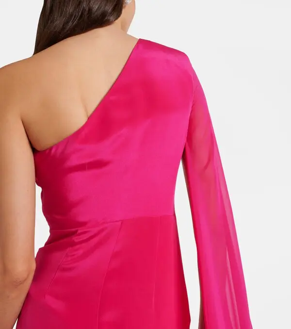 Roland Mouret Asymmetrical One-shoulder Silk Chiffon Gown With Slit