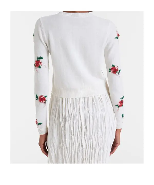 SHUSHU/TONG Long-sleeved Knitted Cardigan With Floral Print