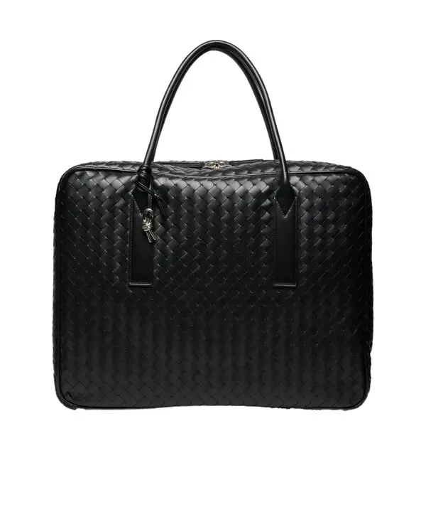 Bottega Veneta Getaway Logo Briefcase - Black