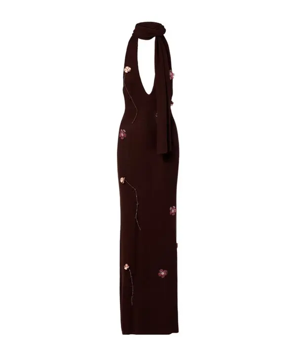 AYA MUSE Floral Appliqué Knit Dress