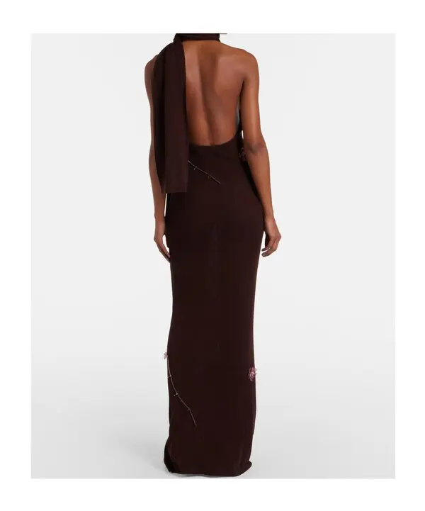 AYA MUSE Floral Appliqué Knit Dress