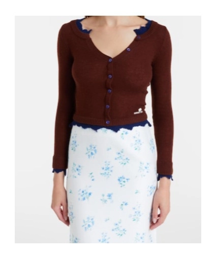 SHUSHU/TONG Long-sleeved Knitted Cardigan With V-neck