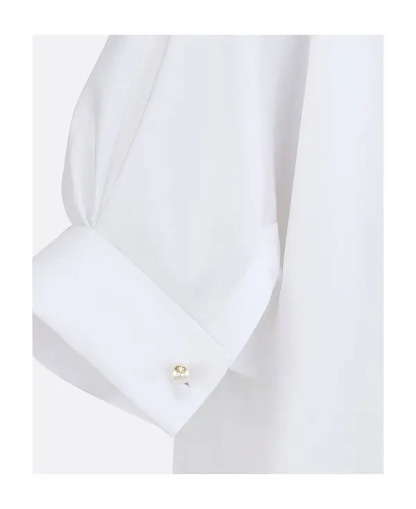 Dior Cotton Poplin Blouse With Puff Sleeves And Bee Embroidery