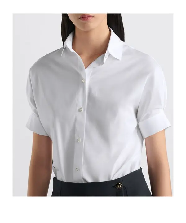 Dior Cotton Poplin Blouse With Puff Sleeves And Bee Embroidery