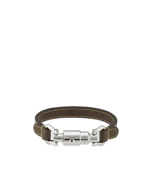 Gucci Gg Supreme Canvas And Leather Push-in Lock Bracelet - Green