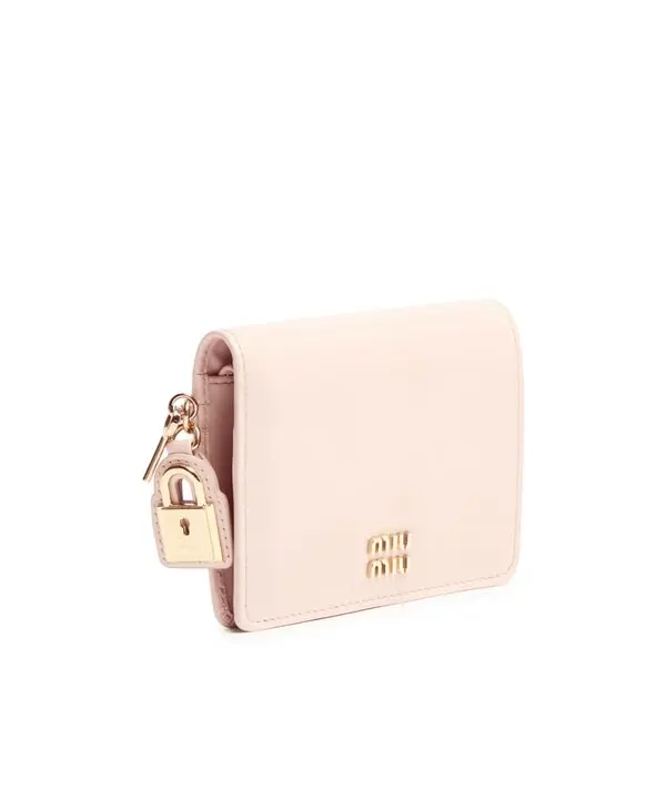Miu Miu Leather Coin Purse With Padlock Details