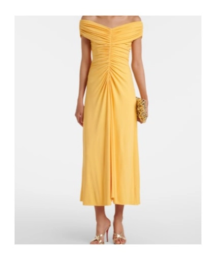 Simkhai Sheyda Ruched Jersey Off-the-shoulder Midi Dress