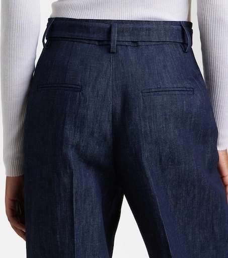 Gabriela Hearst Belted Denim Wide-leg Pants