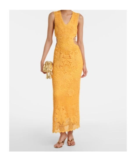 Simkhai Lyla Crochet Floral Cotton Maxi Dress - Yellow