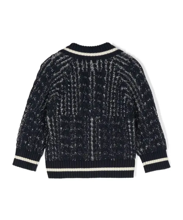 Emporio Armani Logo-embroidered Marl-knit Cardigan