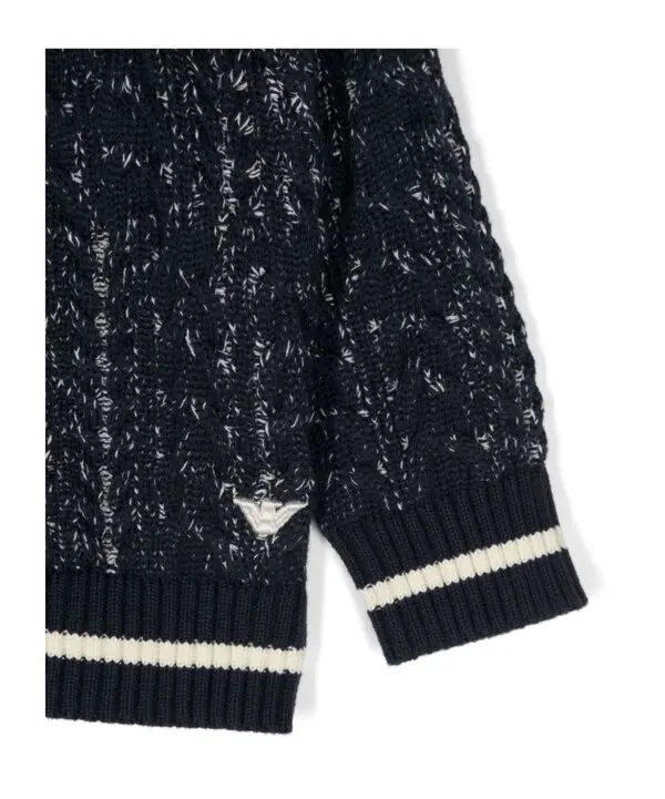 Emporio Armani Logo-embroidered Marl-knit Cardigan