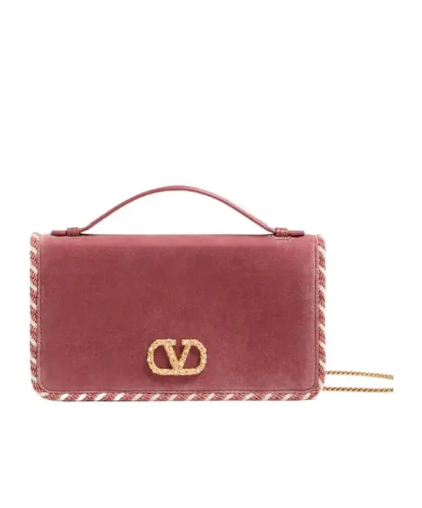 Valentino Garavani Vlogo Signature Braided Edge Tote Bag - Red