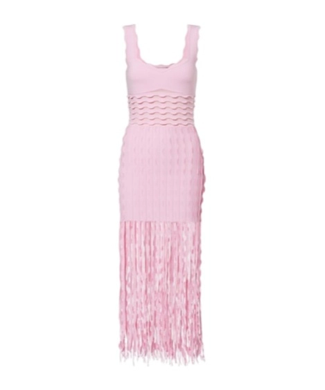 Simkhai Brionne Fringed Knitted Midi Dress - Pink